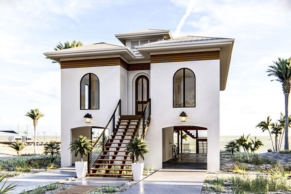 2-Story 2-Bedroom Beach House With Walkout Sundeck (House Plan)